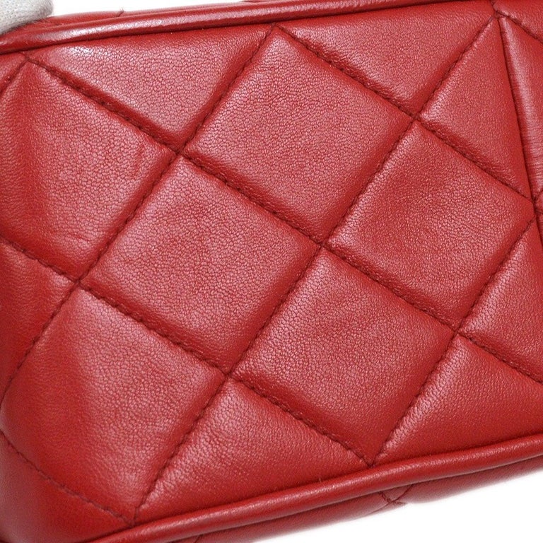 CHANEL Red Lambskin Quilted Gold Evening Small Camera Party Shoulder ...