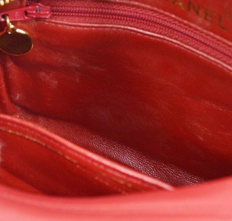 CHANEL Red Lambskin Quilted Gold Evening Small Camera Party Shoulder ...