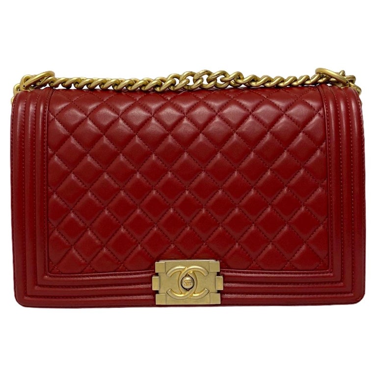 Chanel Red Leather Boy Bag For Sale at 1stDibs