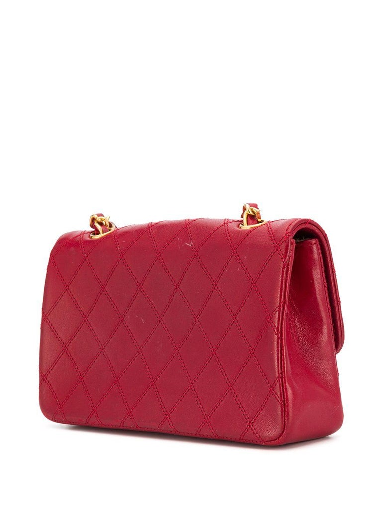 Chanel Red Leather CC Shoulder Bag at 1stDibs
