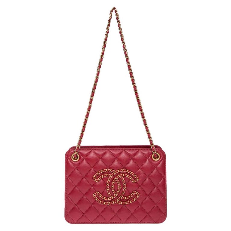 Chanel red leather gold hardware shoulder bag at 1stDibs