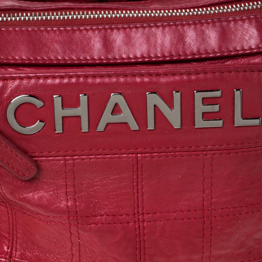 Chanel Red Leather LAX Accordion Camera Shoulder Bag For Sale at 1stDibs