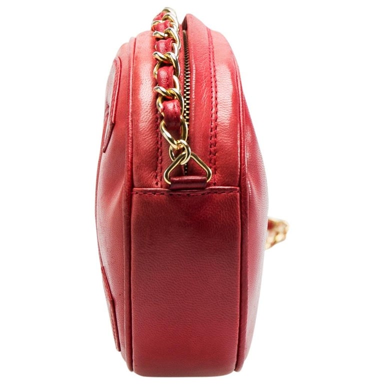 Chanel Red Leather Mini Oval CC Tassel Crossbody Bag For Sale at ...