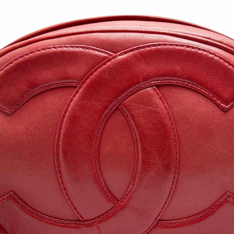 Chanel Red Leather Mini Oval CC Tassel Crossbody Bag For Sale at ...