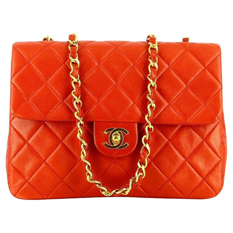 Chanel Red Mini Square Timeless For Sale at 1stDibs