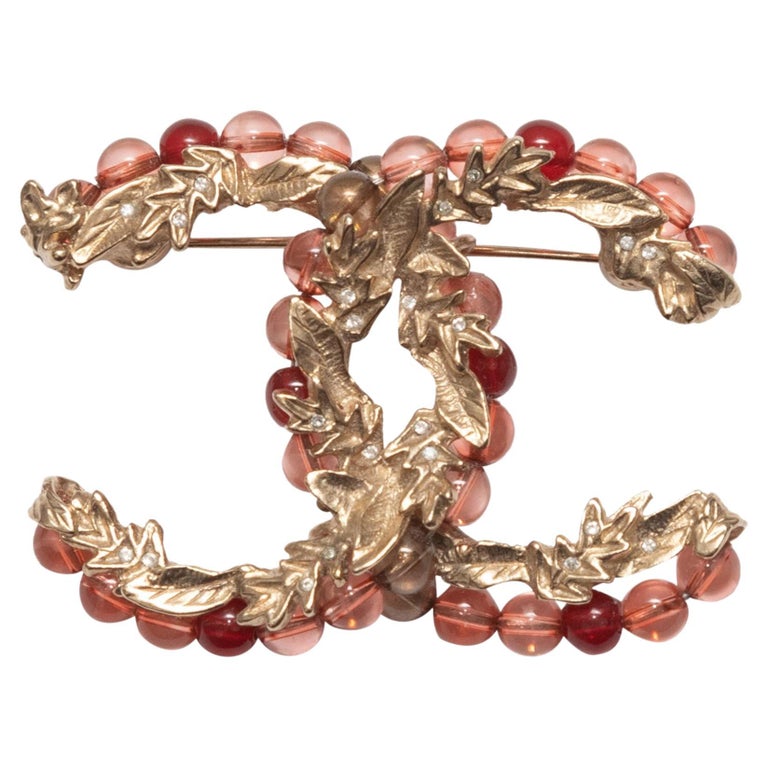 Chanel Red and Multicolor CC Brooch For Sale at 1stDibs