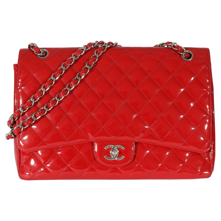 Chanel Red Patent Maxi Single Flap Bag For Sale at 1stDibs