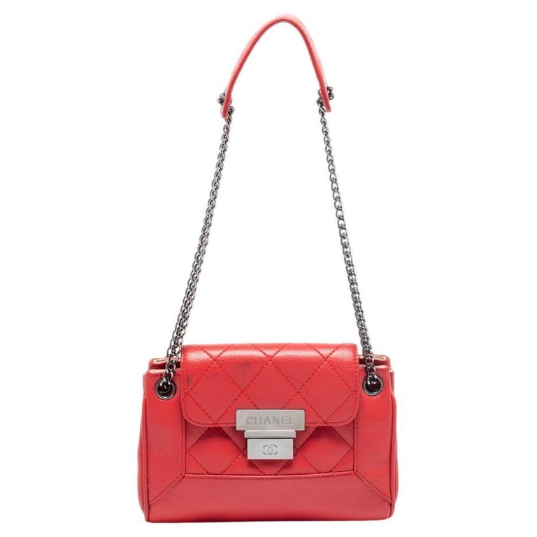 Chanel Red Quilted Caviar Leather Mini Accordion Flap Bag For Sale at ...