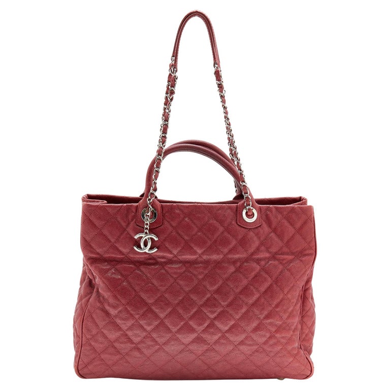 Chanel Red Quilted Caviar Leather Shiva Tote For Sale at 1stDibs