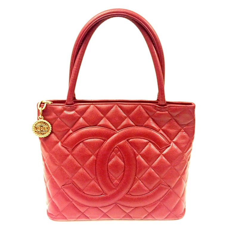 Chanel Red Quilted Caviar Tote Bag at 1stDibs