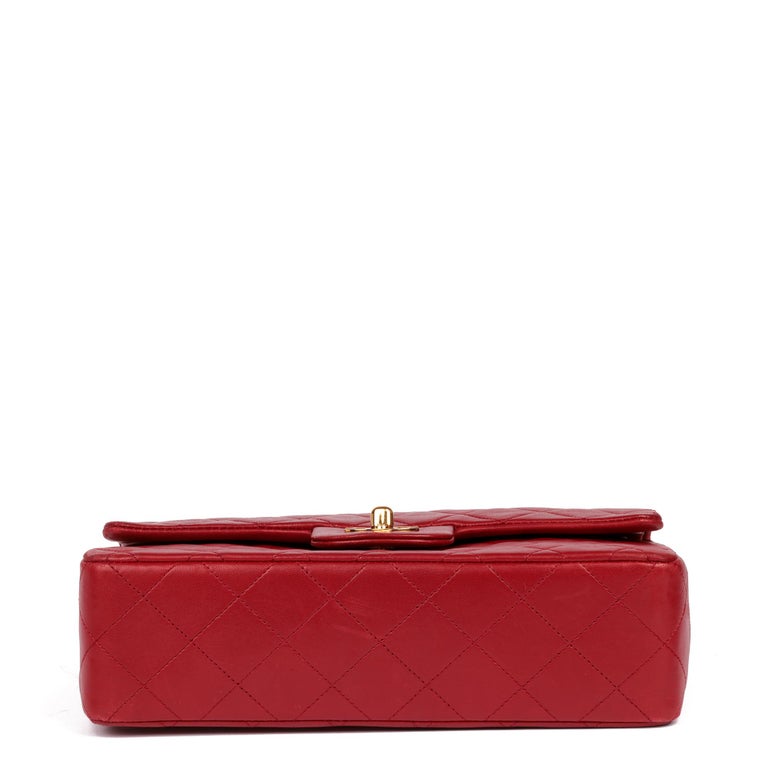 CHANEL Red Quilted Lambskin Vintage Small Classic Double Flap Bag For ...