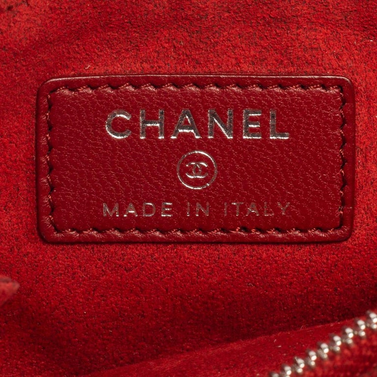 Chanel Red Quilted Leather CC Phone Pouch For Sale at 1stDibs