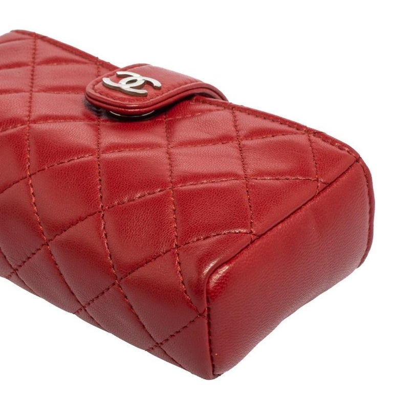 Chanel Red Quilted Leather CC Phone Pouch For Sale at 1stDibs