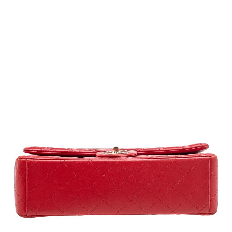 Chanel Red Quilted Leather Classic Maxi Double Flap Bag For Sale at 1stDibs