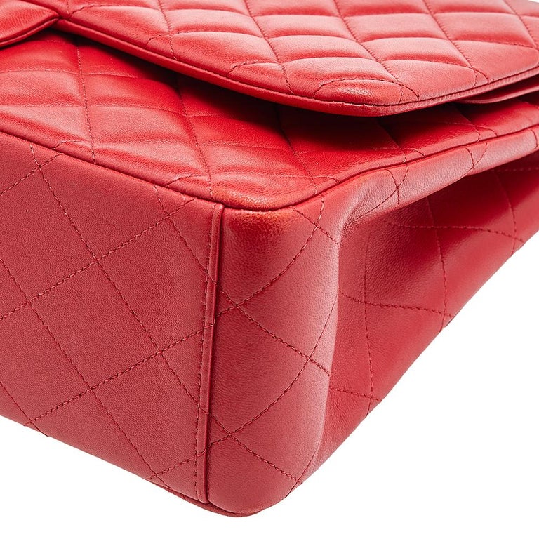 Chanel Red Quilted Leather Classic Maxi Double Flap Bag For Sale at 1stDibs