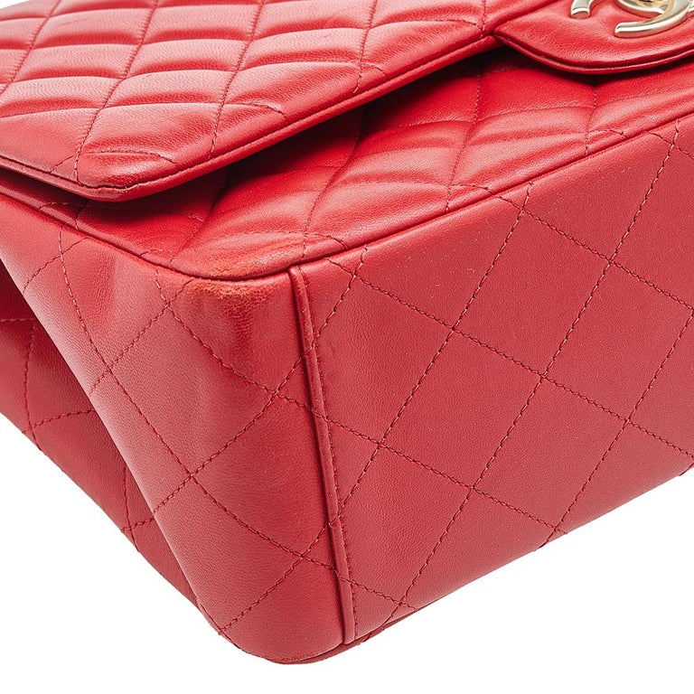 Chanel Red Quilted Leather Classic Maxi Double Flap Bag For Sale at 1stDibs