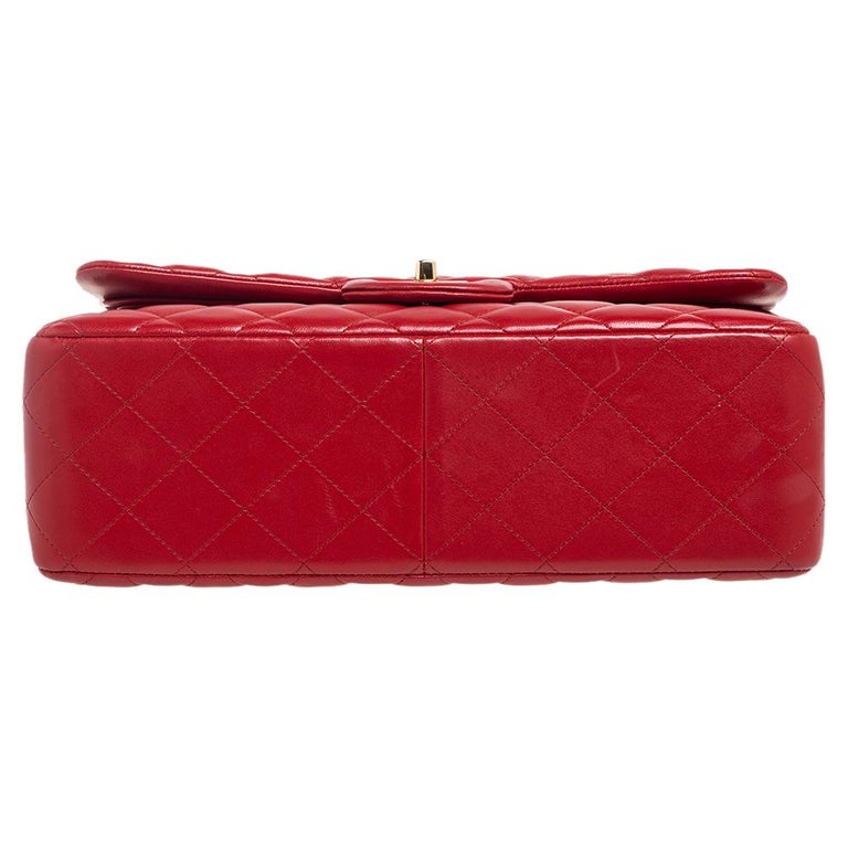 Chanel Red Quilted Leather Jumbo Classic Double Flap Bag at 1stDibs