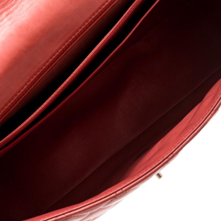 Chanel Red Quilted Leather Maxi Classic Single Flap Bag For Sale at 1stDibs