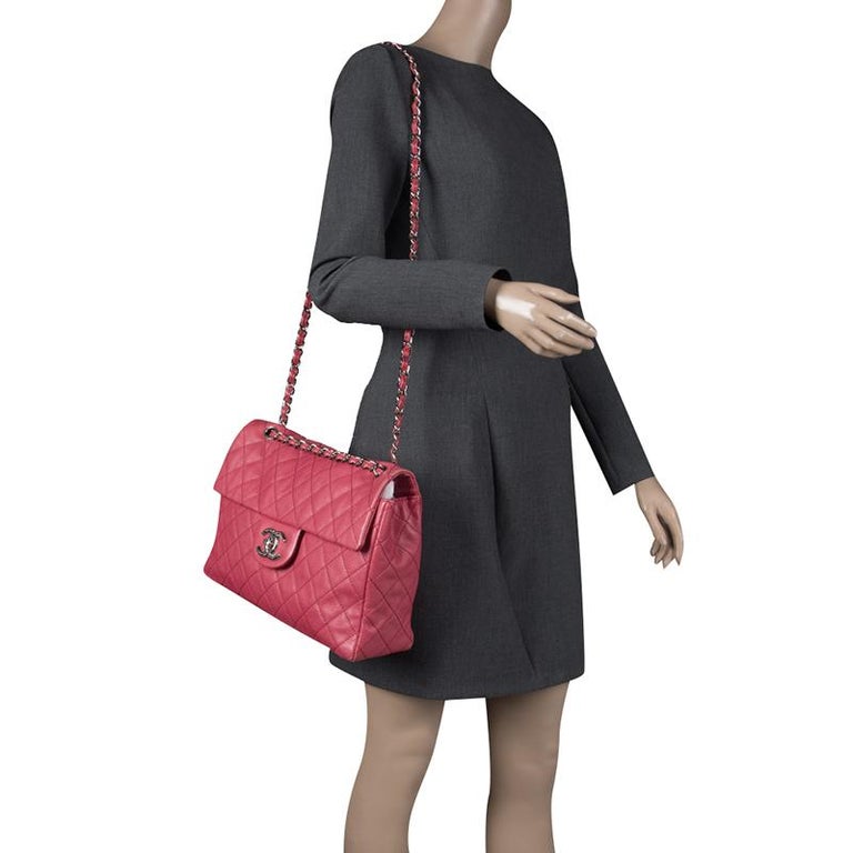 Chanel Red Quilted Leather Maxi Jumbo XL Classic Flap Bag For Sale at ...