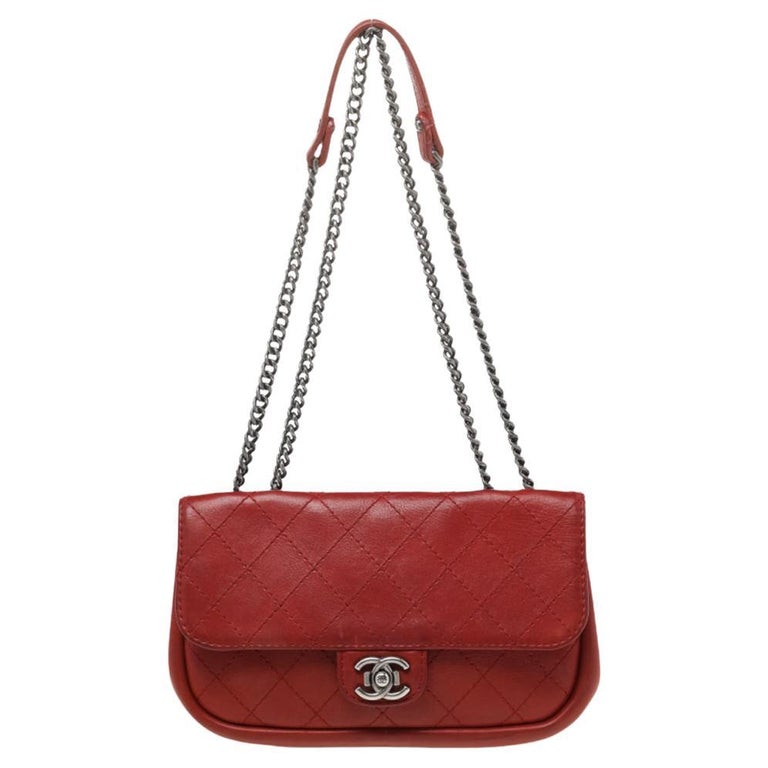 Chanel Red Quilted Leather Single Flap Bag at 1stDibs