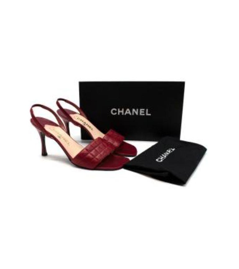 Chanel Red Quilted Leather Slingback Sandals For Sale at 1stDibs