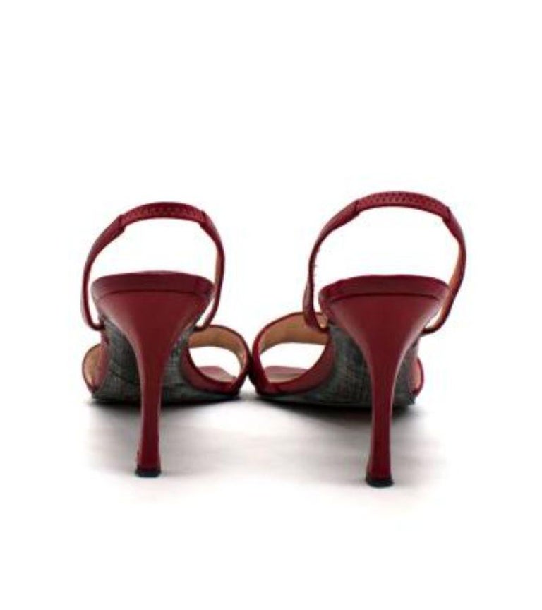 Chanel Red Quilted Leather Slingback Sandals For Sale at 1stDibs