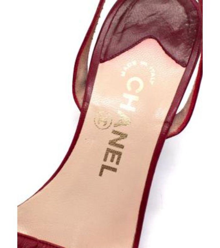Chanel Red Quilted Leather Slingback Sandals For Sale at 1stDibs