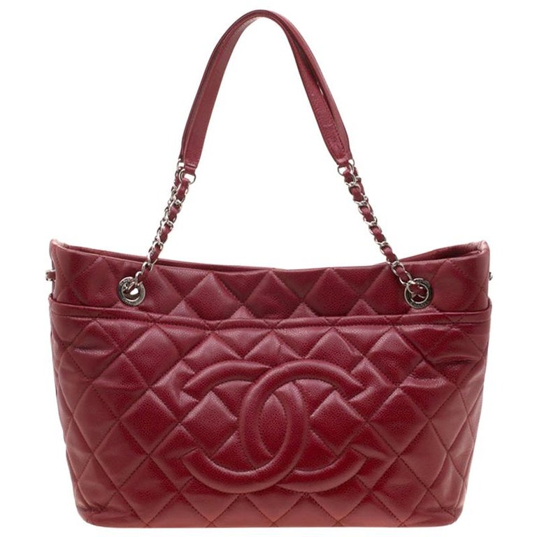 Chanel Red Quilted Leather Timeless CC Soft Tote at 1stDibs