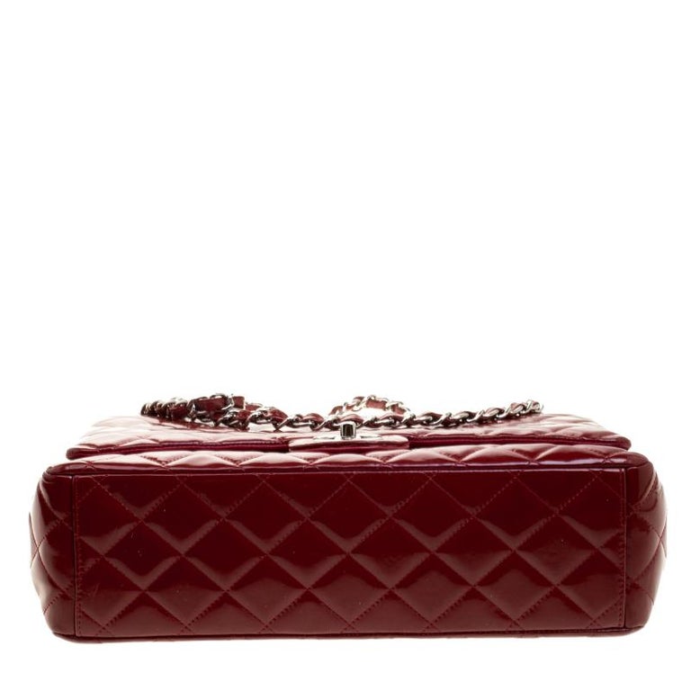 Chanel Red Quilted Patent Leather Maxi Classic Double Flap Bag For Sale ...