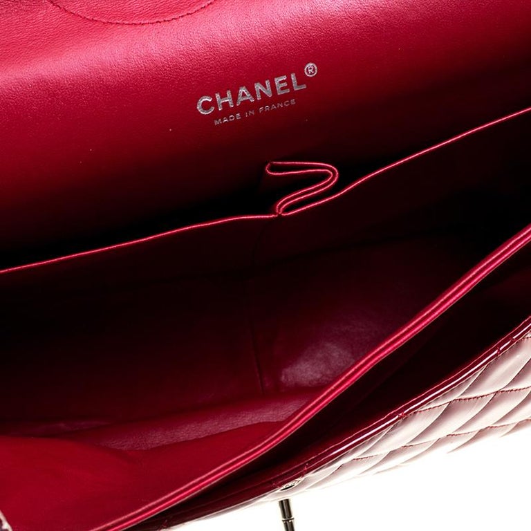 Chanel Red Quilted Patent Leather Maxi Classic Double Flap Bag For Sale ...