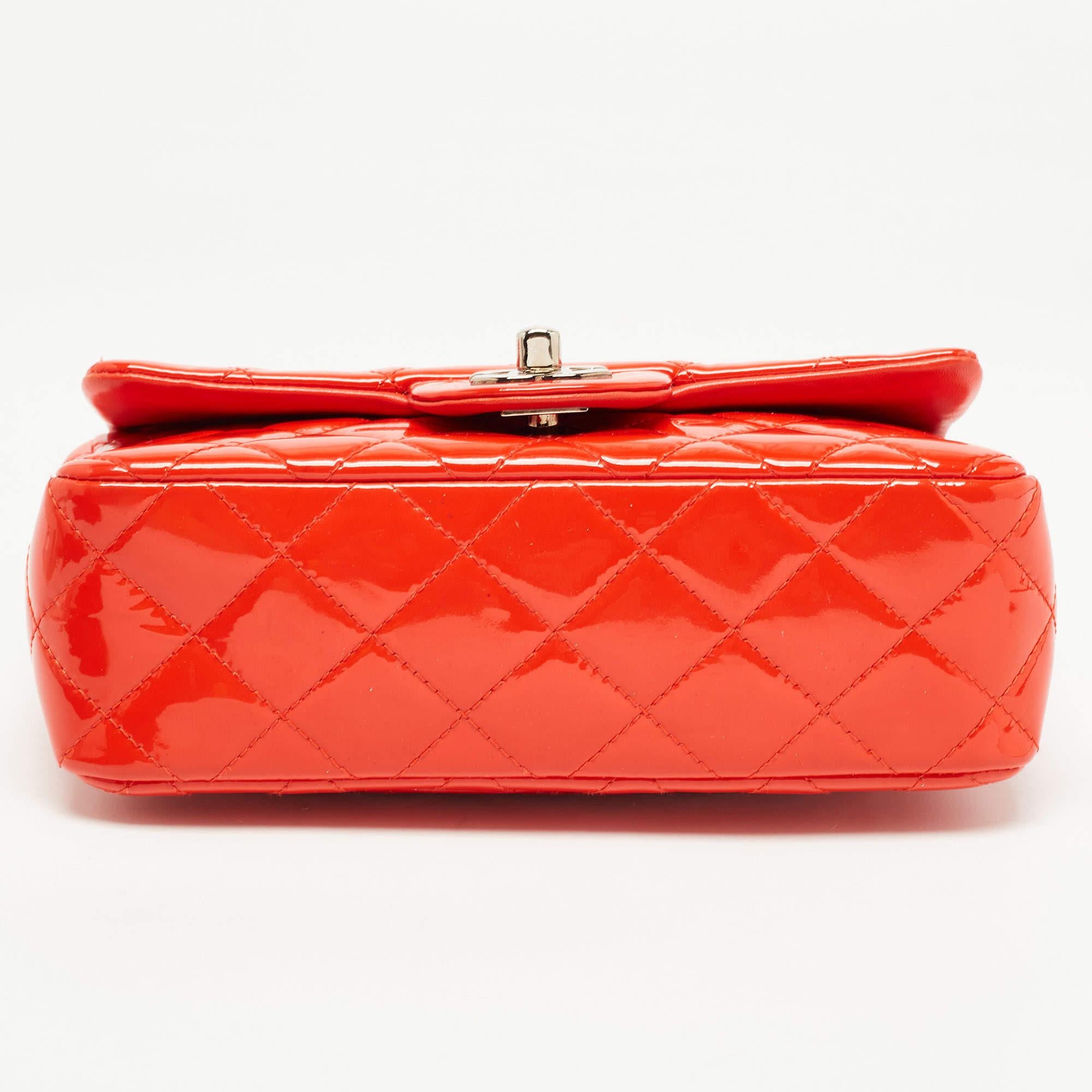 Chanel Red Quilted Patent Leather New Mini Classic Flap Bag For Sale at ...