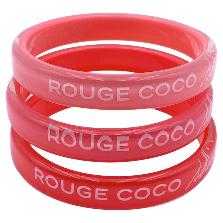 Chanel Red Resin Set of 3 Bracelets Rouge Coco Shine Bangles For Sale at 1stDibs