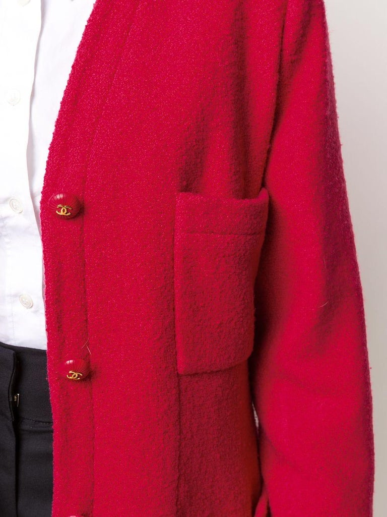 Chanel Red Strawberry Boucle Tweed Jacket For Sale at 1stDibs