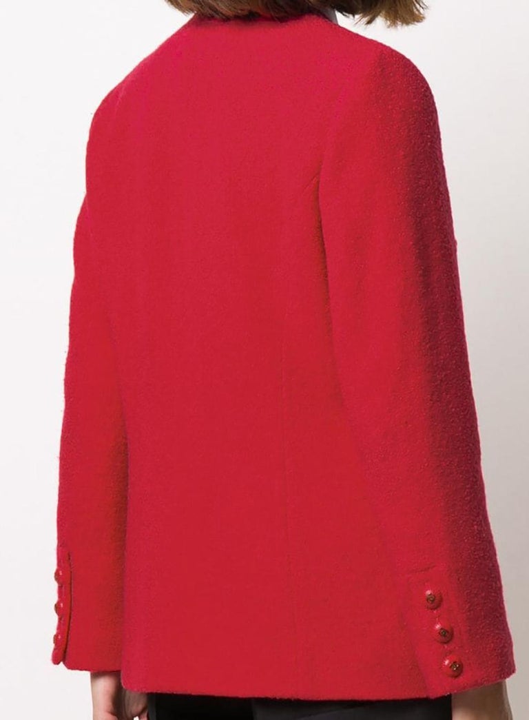 Chanel Red Strawberry Boucle Tweed Jacket For Sale at 1stDibs