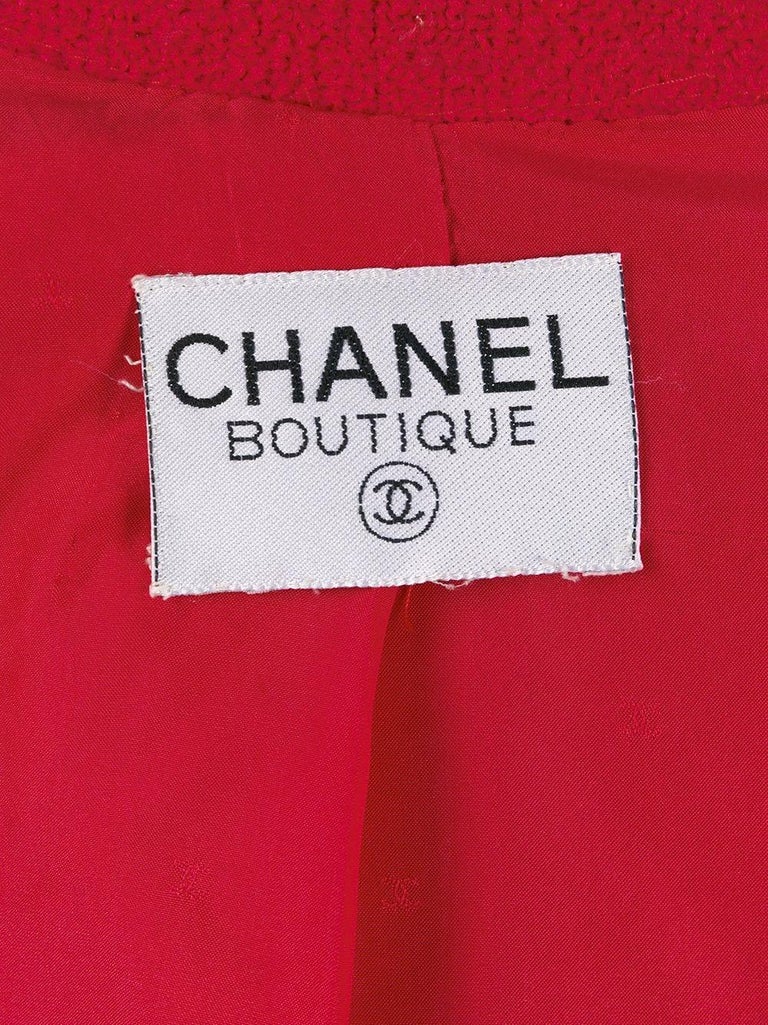 Chanel Red Strawberry Boucle Tweed Jacket For Sale at 1stDibs