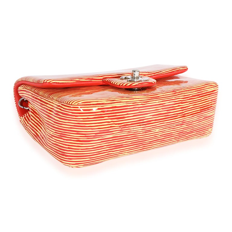 Chanel Red Striped Patent Mini Rectangular Classic Flap Bag For Sale at ...