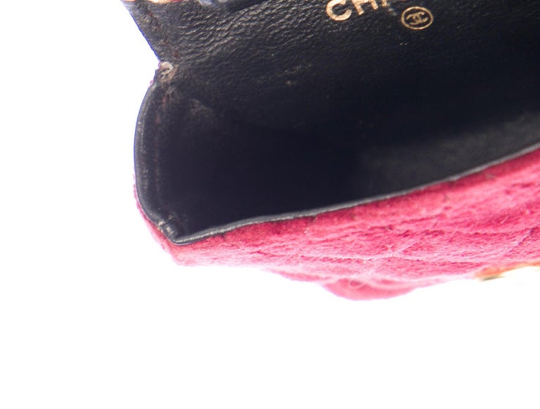 Chanel Red Velvet Gold Small Micro Mini Party Crossbody Shoulder Flap ...