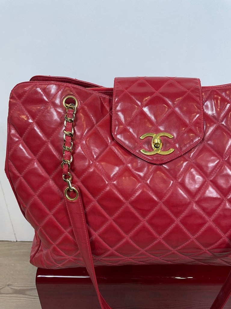 Chanel red Weekender Bag For Sale at 1stDibs