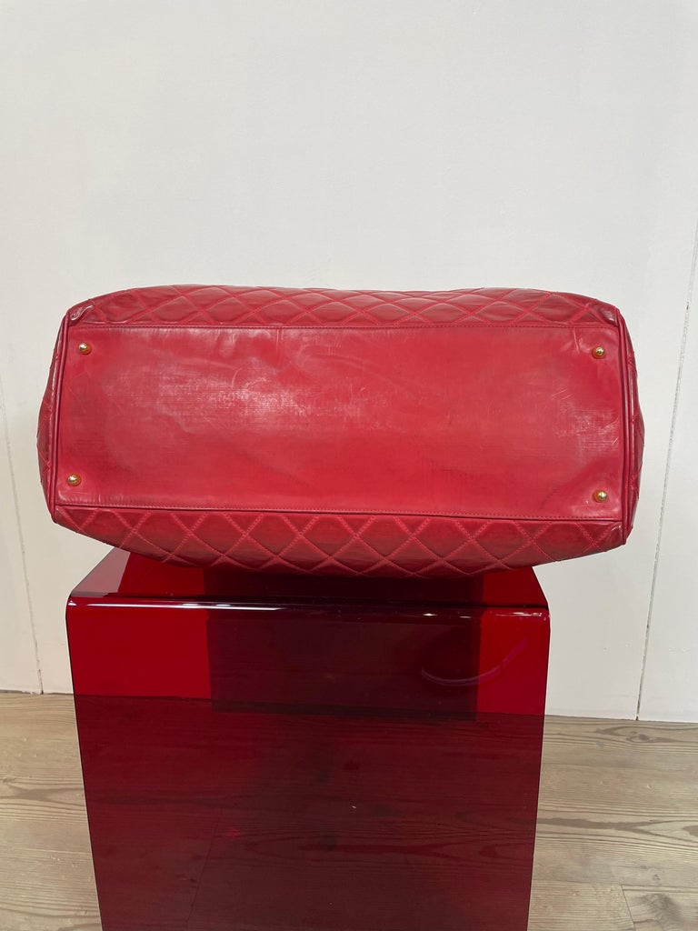 Chanel red Weekender Bag For Sale at 1stDibs