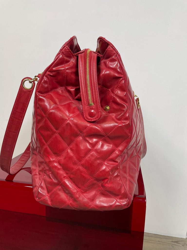 Chanel red Weekender Bag For Sale at 1stDibs