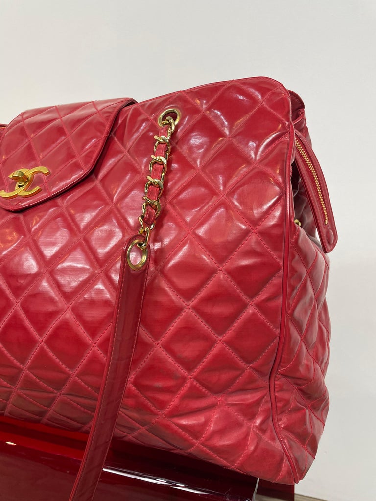 Chanel red Weekender Bag at 1stDibs