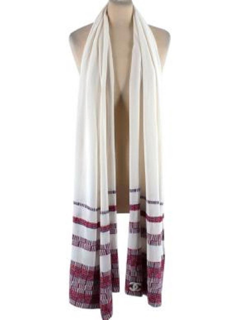 Chanel Red, White and Blue Check Tweed Scarf For Sale at 1stDibs