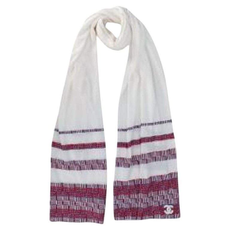Chanel Red, White and Blue Check Tweed Scarf For Sale at 1stDibs