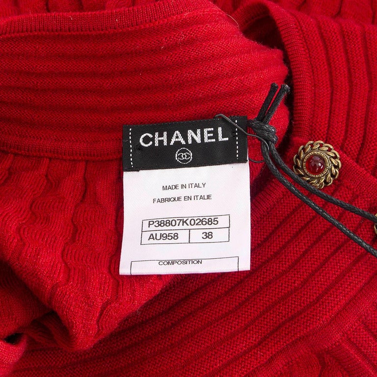 CHANEL red wool 2010 SHANGHAI LONG SLEEVE KNIT Dress 38 S For Sale at ...