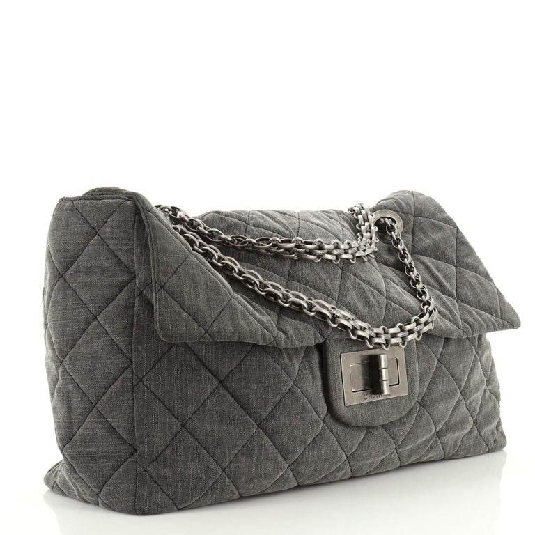 Chanel Reissue 2.55 Flap Bag Quilted Denim XXL at 1stDibs