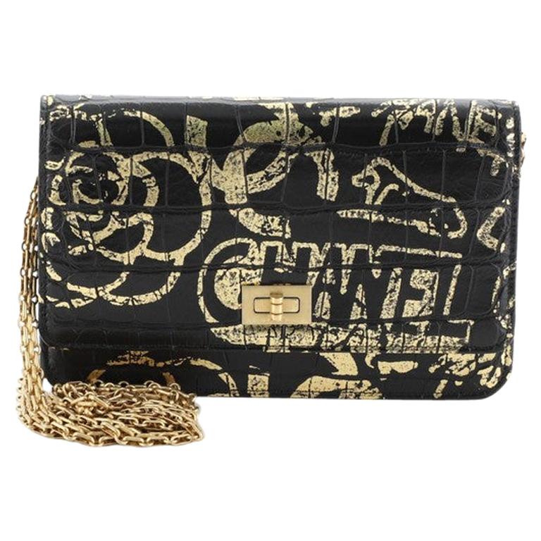 Chanel Reissue Wallet on Chain Graffiti Crocodile Embossed Calfskin at ...