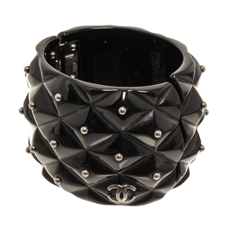 Chanel Resin CC Hinged Bangle For Sale at 1stDibs