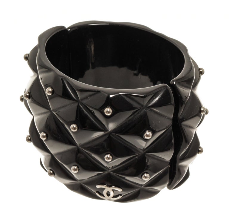 Chanel Resin CC Hinged Bangle For Sale at 1stDibs