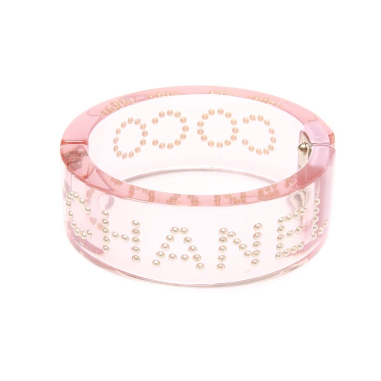 CHANEL Resin Pearl Coco Chanel Pink Cuff at 1stDibs