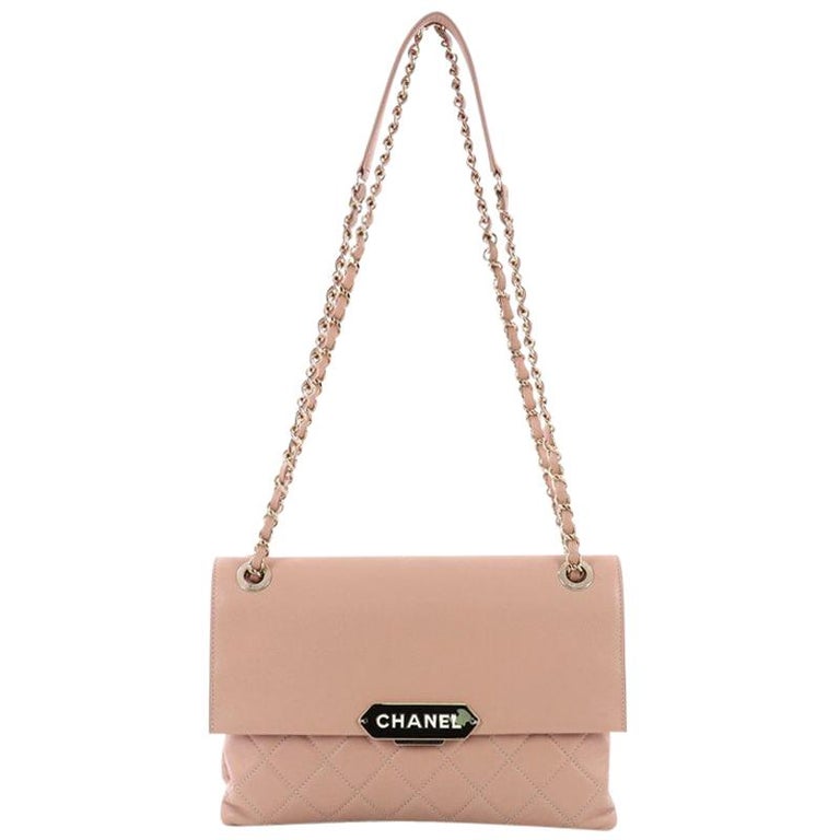 Chanel Retro Label Flap Bag Quilted Lambskin Large at 1stDibs